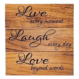JennyGems Live Laugh Love Wooden Sign Set, Everyday Farmhouse Tiered Tray Decor Blocks, Warm Brown, Made in USA