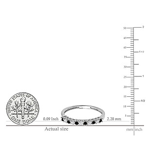 Dazzlingrock Collection Alternate Round Black Diamond & White Diamond Stackable Wedding Band for Women in 10K White Gold Size 7