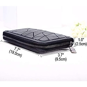 FZChenrry Geometric Long Wallet and Purse Fashion Luminous Lattice Zip Purse Clutch for Women NO.2