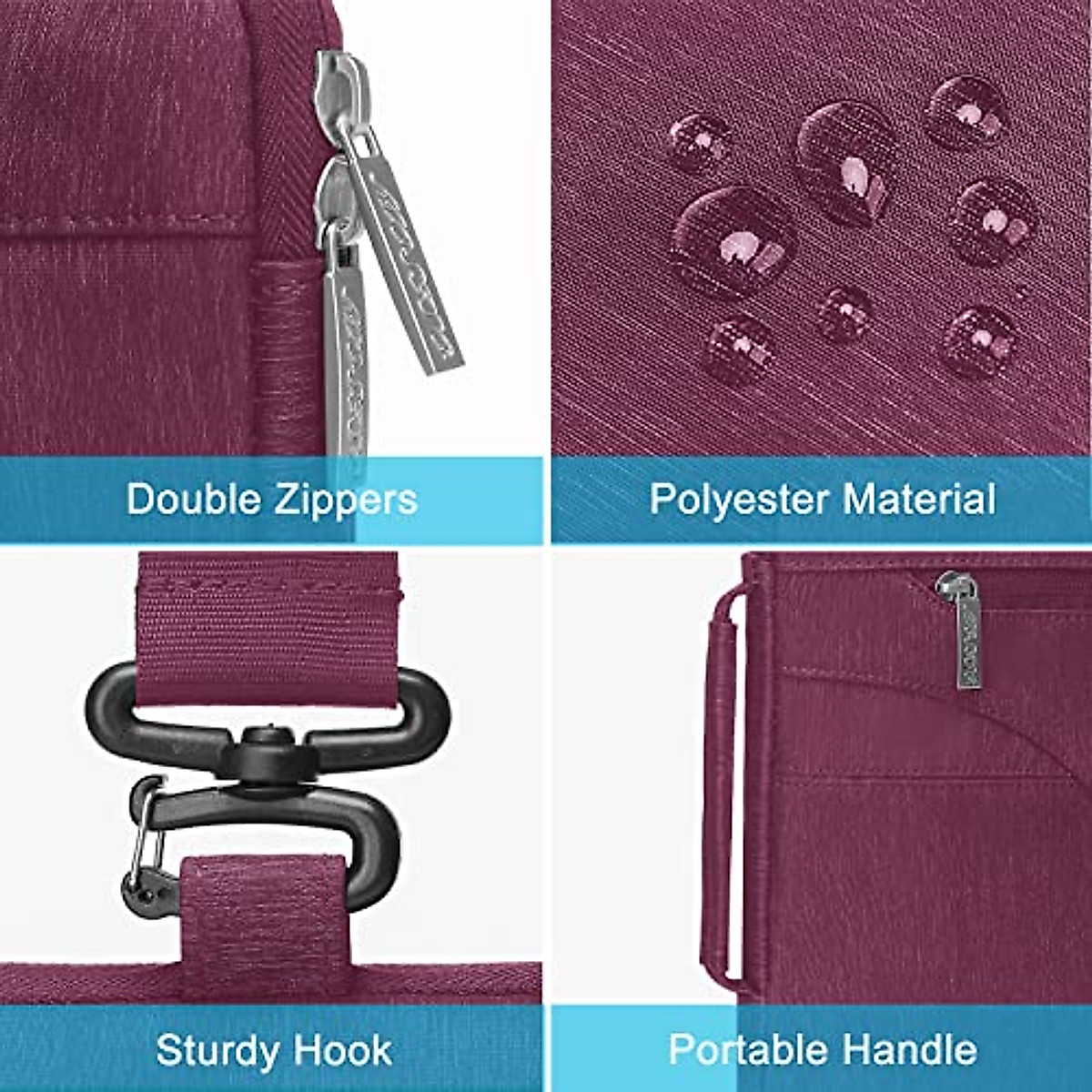 MOSISO Laptop Shoulder Bag Compatible with MacBook Air/Pro,13-13.3 inch Notebook,Compatible with MacBook Pro 14 2023-2021 A2779 M2 A2442 M1, Polyester Briefcase Sleeve with Side Handle, Burgundy
