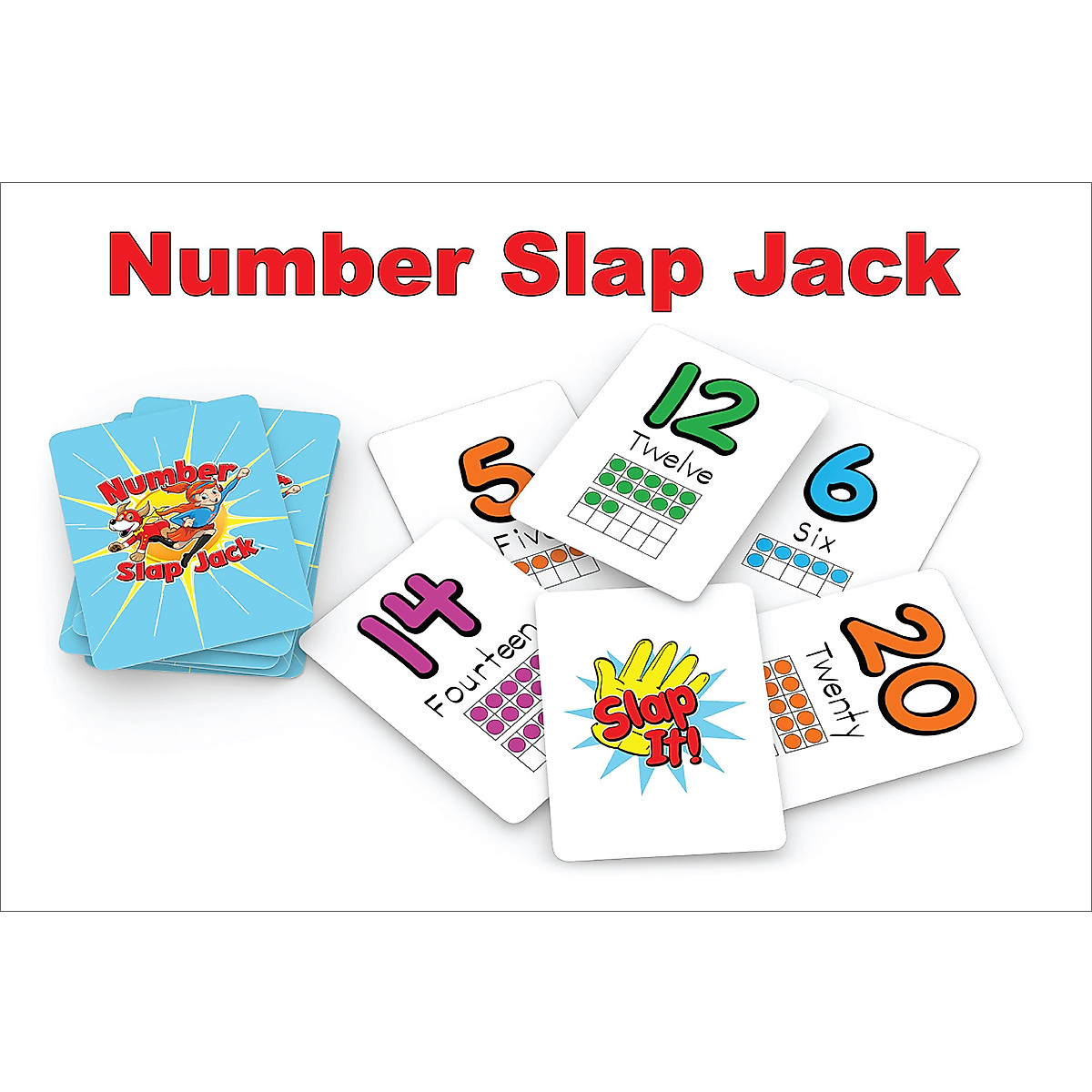 Number Slap Jack a Math Card Game for Kids Ages 4 and Up | The Easy Way to Learn Numbers 0-20 | 4 Fun Ways to Play | Featuring Ten Frames and Operator Cards ,+,-,= | PreK - 1st Grade
