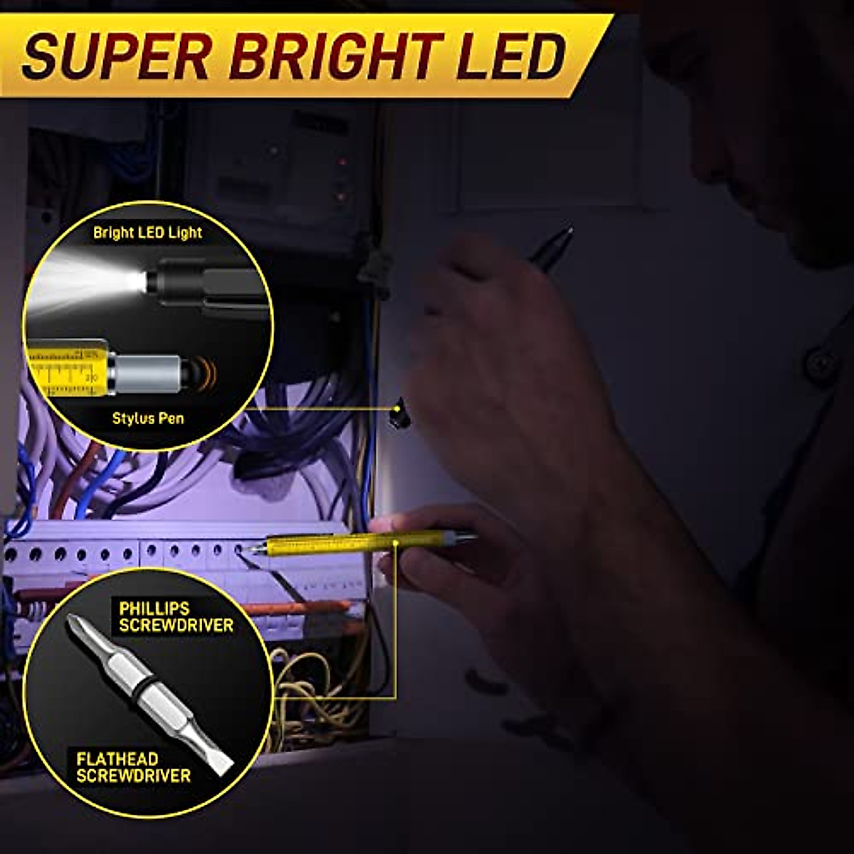 Gifts for Men Dad Him, Fathers Day,Multi-Tool 2Pc Pen Set,9 in 1 Multitool Pen,Unique Christmas Gifts for Men, Husband, Dad,Tool Gadget for Men Women, Stocking Stuffers Gifts for Men (Yellow)