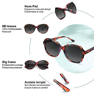 CARFIA Acetate Polarized Sunglasses for Women UV Protection Retro Trendy Big Sunnies CA2024 Grey