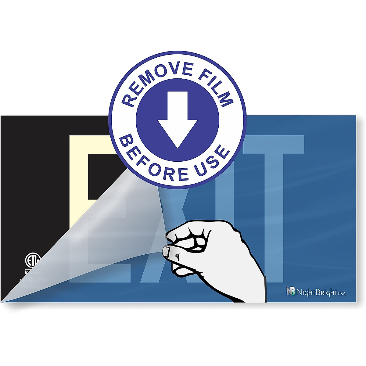 Photoluminescent Exit Sign Black - Aluminum - UL 924 Code Approved/IBC/NFPA 101 | NightBright USA Part Number ULB-050