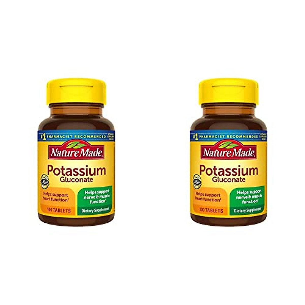 Nature Made Potassium Gluconate 550mg, 100 Tablets (Pack of 2)