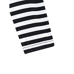 SweatyRocks Women's Color Block Butterfly Print Striped Long Sleeve Crop Top T Shirt Floral Black White S