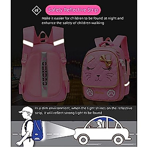 MITOWERMI Cute Rolling Backpack for Girls Trolley School Bags Cat-face Print Wheeled Backpacks Kids Carry-on Travel Luggage