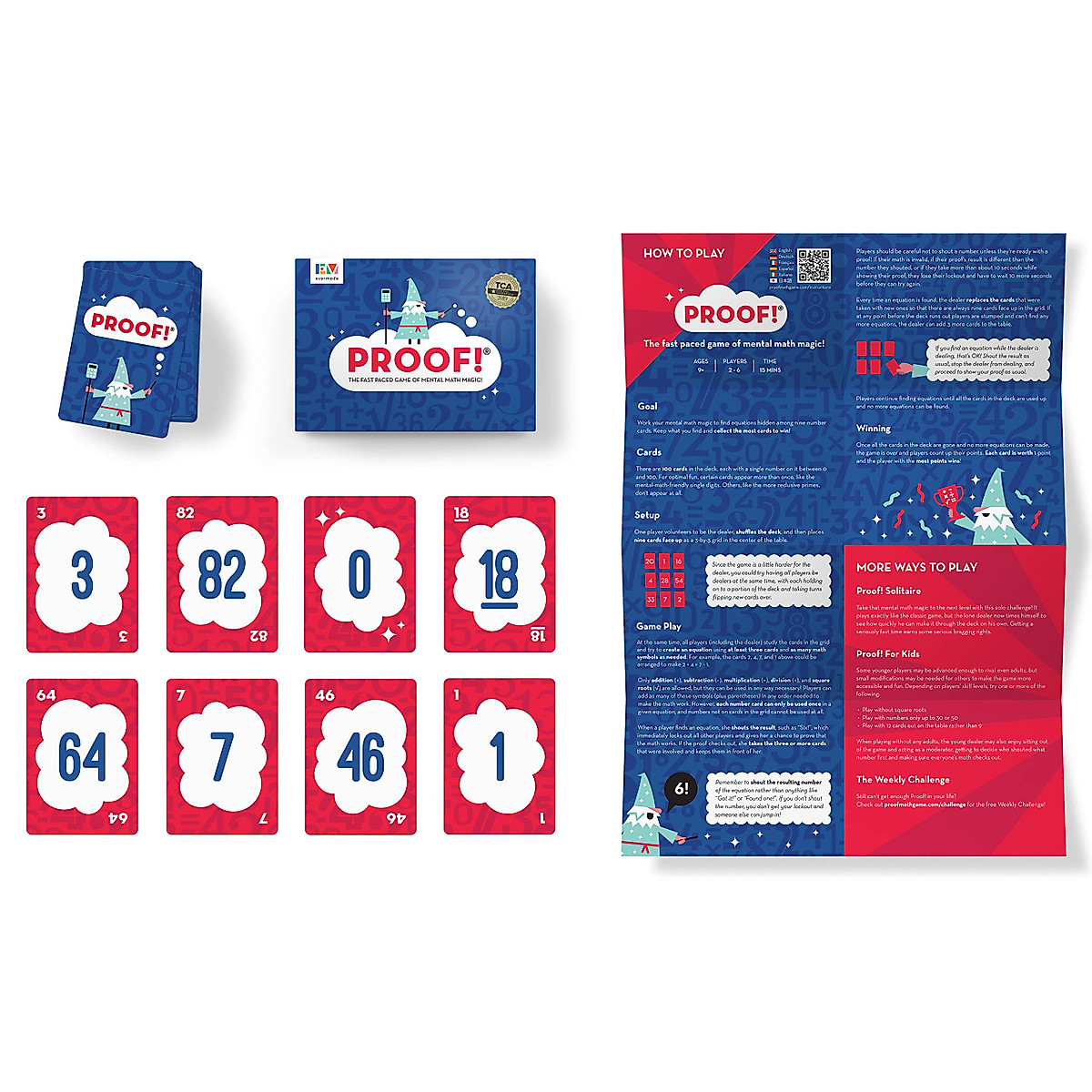 Proof! Math Game - The Fast Paced Game of Mental Math Magic - Teachers’ Choice Award Winning Educational Game, Ages 9+