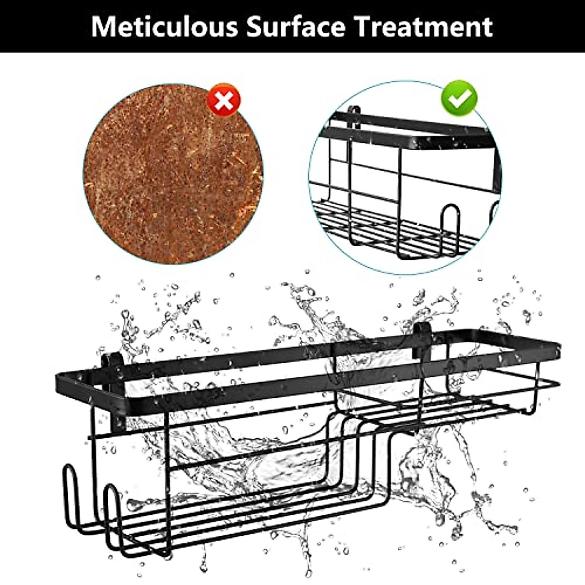 AUROPEAK Shower Caddy Over the Door, Hanging Shower Organizer Rustproof No Drilling, Adjustable Over the Shower Door Caddy Storage Rack with 5-Tier Shelf Baskets, Soap Holder, Towel Hooks for Bathroom