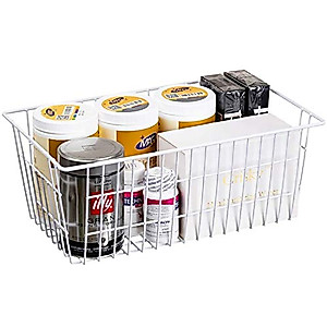 blitzlabs Wire Storage Basket Freezer Organizer Bins Metal Wire Baskets Wire Organizer Storage Baskets for Kitchen, Cabinets, Pantry, Freezer, BathroomSet of 3