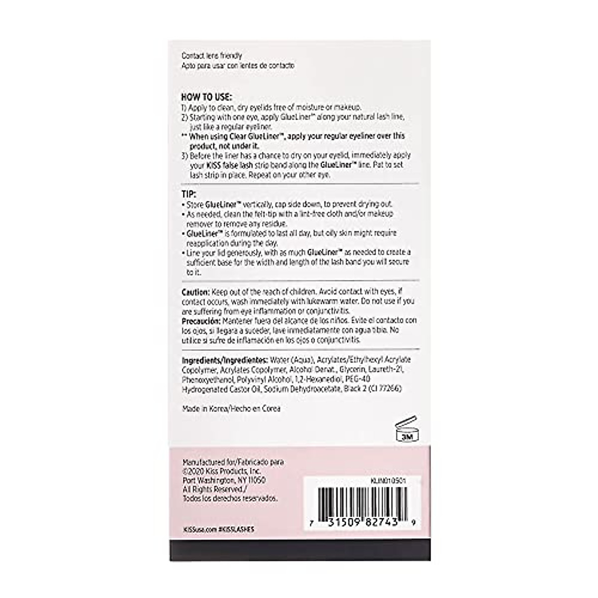 KISS Lash GLUEliner, 2-in-1 Felt-Tip Eyelash Adhesive and Eyeliner, Matte Finish, Foolproof Application, Easy Touch-Up, 0.02 Oz.- Black, Packaging May Vary