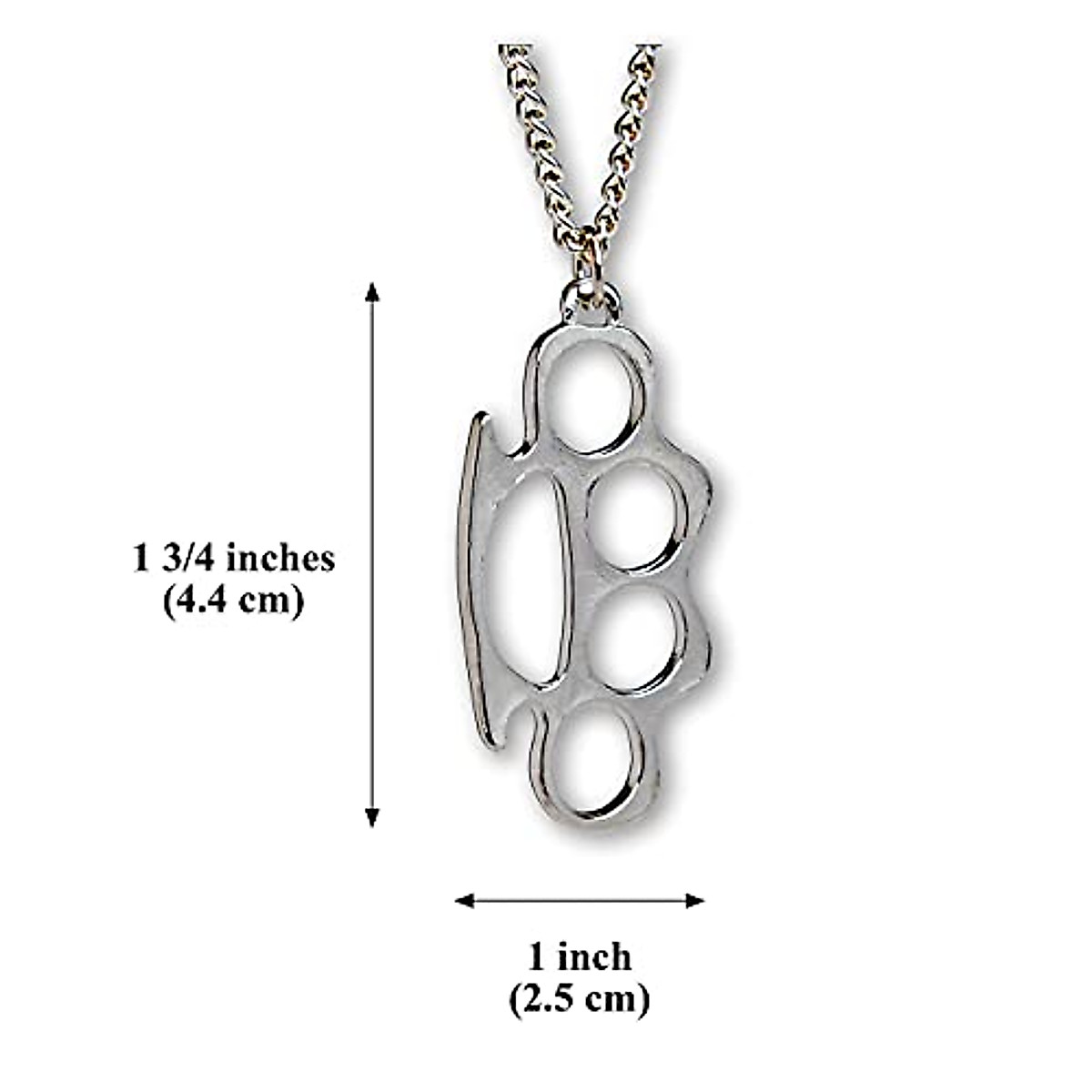 Real Metal Replica “Knucks Charm” Polished Silver Finish Pendant Necklace Twenty Inch Chain