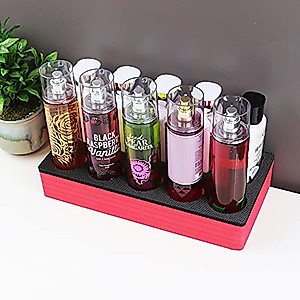 Polar Whale Lotion and Body Spray Stand Organizer Tray Red Black Durable Foam Washable Waterproof Insert for Home Bathroom Bedroom Office 12 x 6 x 2 Inches 10 Slots