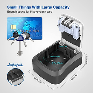 Vazioyar Key Lock Box for Outside, Portable Waterproof Wall Mounted Resettable 4-Digit Combination Key Storage Lockbox, 5 Keys Capacity Key Safe Lock Box for Home,Garage, Office, Dorm