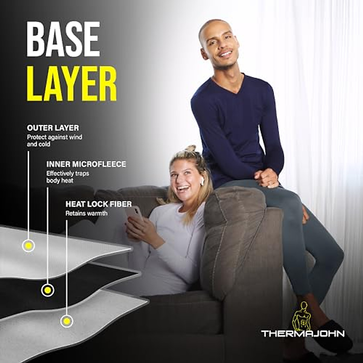 Thermajohn Thermal Shirts for Men V Neck Long Sleeve Thermal Compression Shirts for Men Base Layer Cold Weather (Black, X-Large)