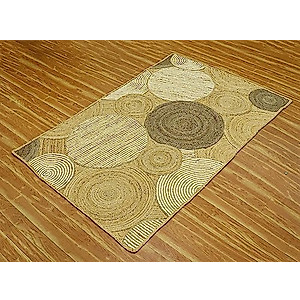 CASAVANI Natural Jute Rectangular Area Rug - 4' x 6', Beige & Black Geometric Braided Jute Rug Ideal for High Traffic Areas in Entryway, Living Room, Bedroom
