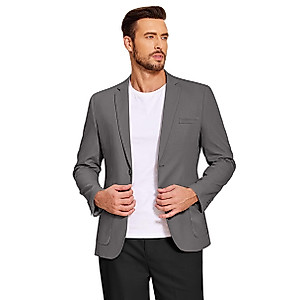 COOFANDY Men's Blazer Jacket Casual Linen Sport Coats Slim Fit Lightweight One Button Suit Jacket Dark Grey
