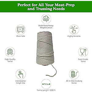 Regency Wraps Butchers Cooking Twine, Made of Heavy-Weight Natural Cotton for Turkey Trussing and Meat Prep for Roasting 1200ft Cone, Approx. 1LB Pack of 1