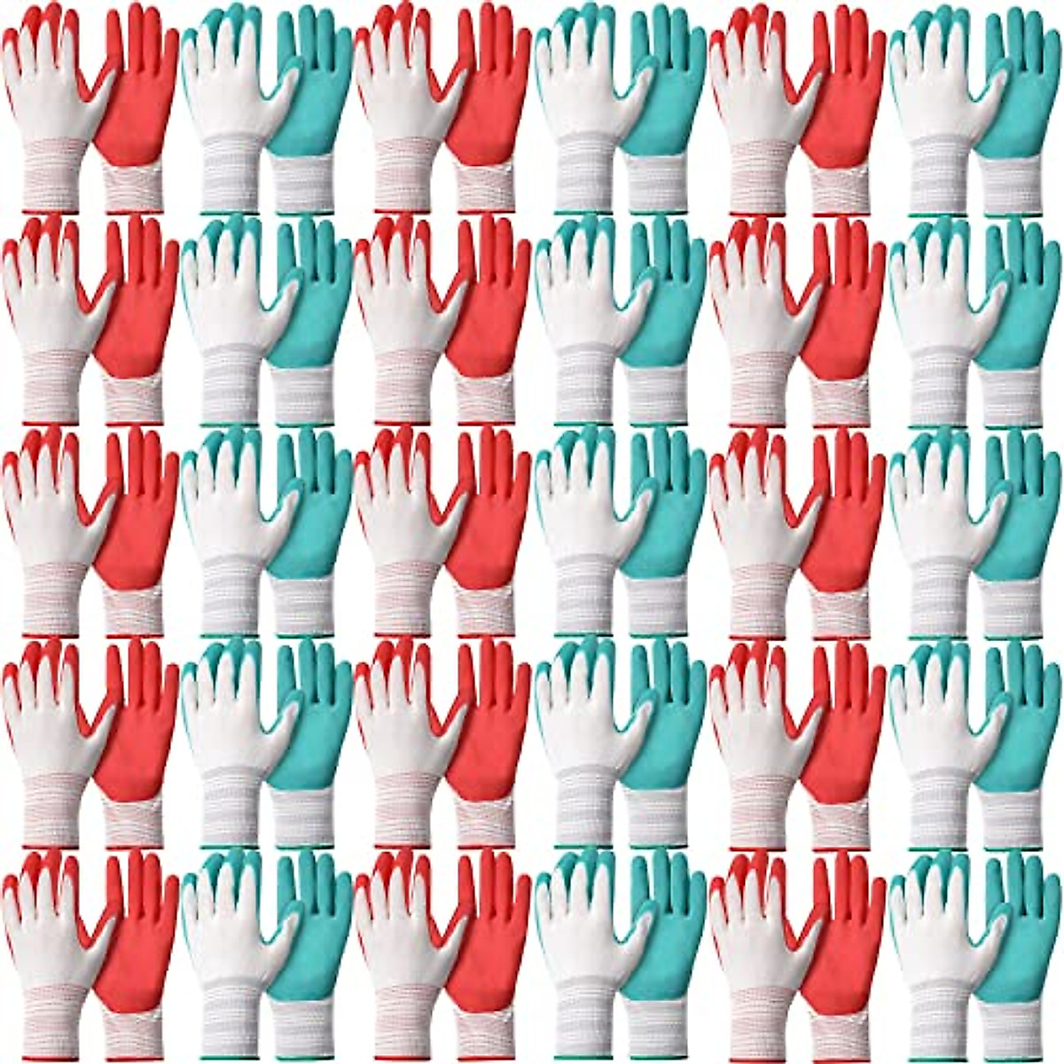 Potchen 32 Pairs Gardening Work Gloves Bulk for Women and Ladies, Breathable Rubber Coated Garden Outdoor Safety Gloves with Grip