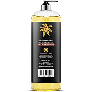 Majestic Pure Castor Oil | 100% Natural | Premium Grade Cold Pressed | Hair, Eyelashes, Eyebrows, Nails | Moisturizing & Nourishing | Body, Hair & Carrier Oil | 16 Fl Oz