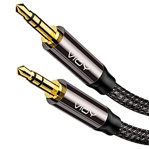 VIOY Aux Cable (6ft), [Copper Shell, Hi-Fi Sound] 3.5mm Male to Male Braided Auxiliary Cord Compatible with Headphone, Smartphone, Home/Car Stereo, Speaker, Echo & More………