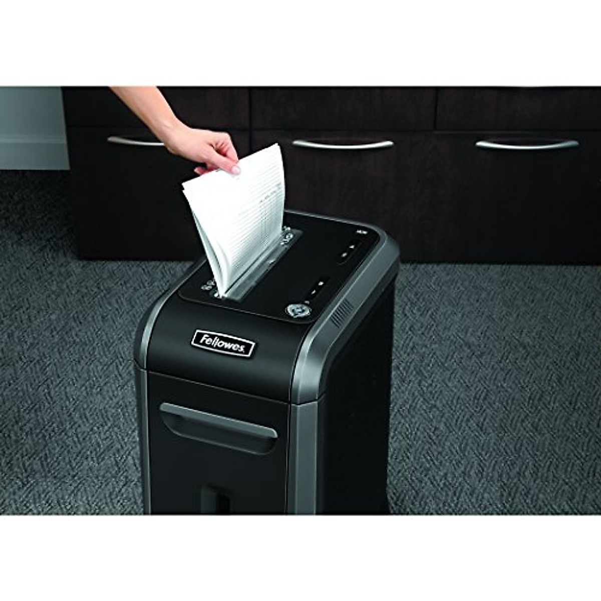 Fellowes 4690001 Powershred 90S 18-Sheet Strip-Cut Shredder, 25.2" x 11.4" x 17.3"