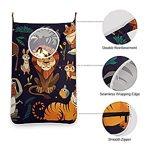 Hanging Laundry Hamper Bag Animals Set Laundry Bag Basket Clothes Space Saving Wall Hanging Laundry Bag For Bedroom Bathroom Large Size, 2Pack