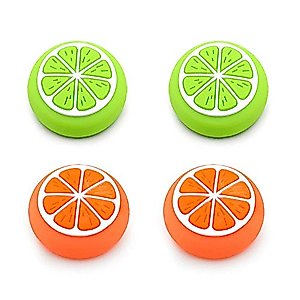 Lemon Joystick Thumb Grips Cover Stick Thumbstick Caps for Nintendo Switch NS Nitendo Switch Lite NS JoyCon 4PCS (2 Green 2 Orange)