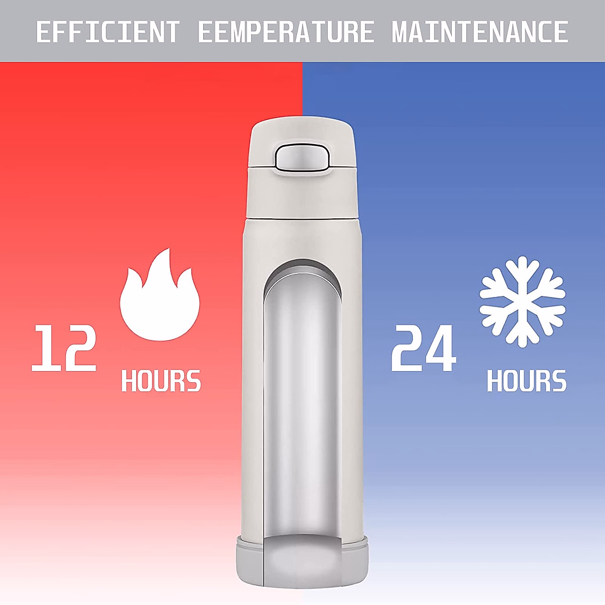 TSURUYA Insulated Water Bottle with Straw, Flip-up Stainless Steel Leakproof BPA-Free 18oz Thermos with Straw