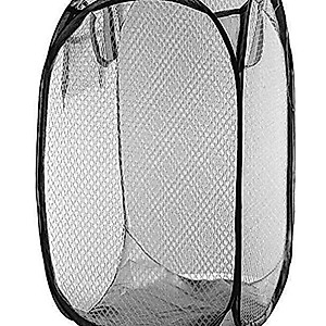 Yardwe Popup Mesh Laundry Basket, 2PCS Collapsible and Portable Clothes Washing Laundry Hamper for Laundry Room, Bathroom, Kids Room, College Dorm or Travel (Black, 30x30cm)