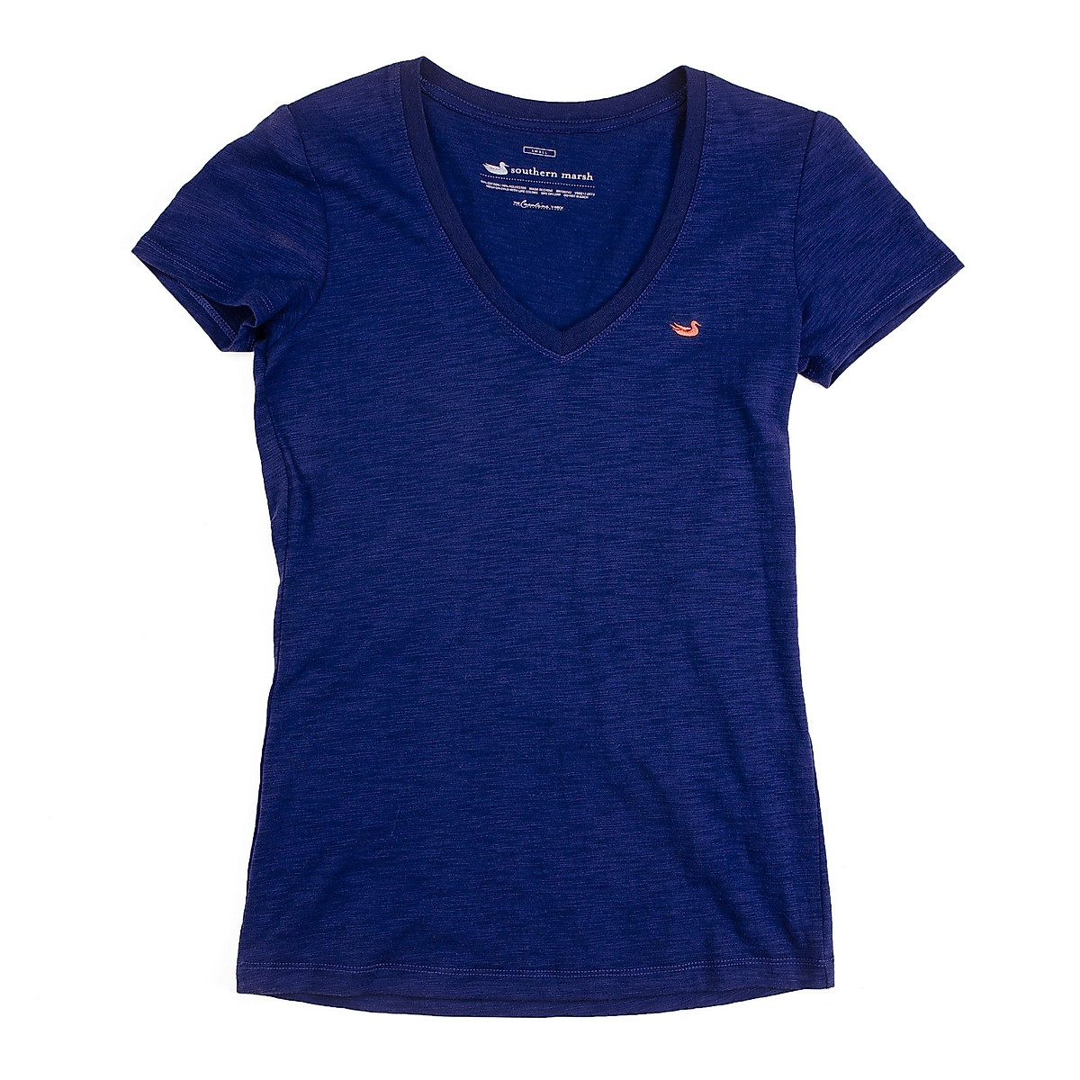 Southern Marsh Women’s Caroline V-Neck T-Shirt, Short Sleeve Tee, Navy, Small