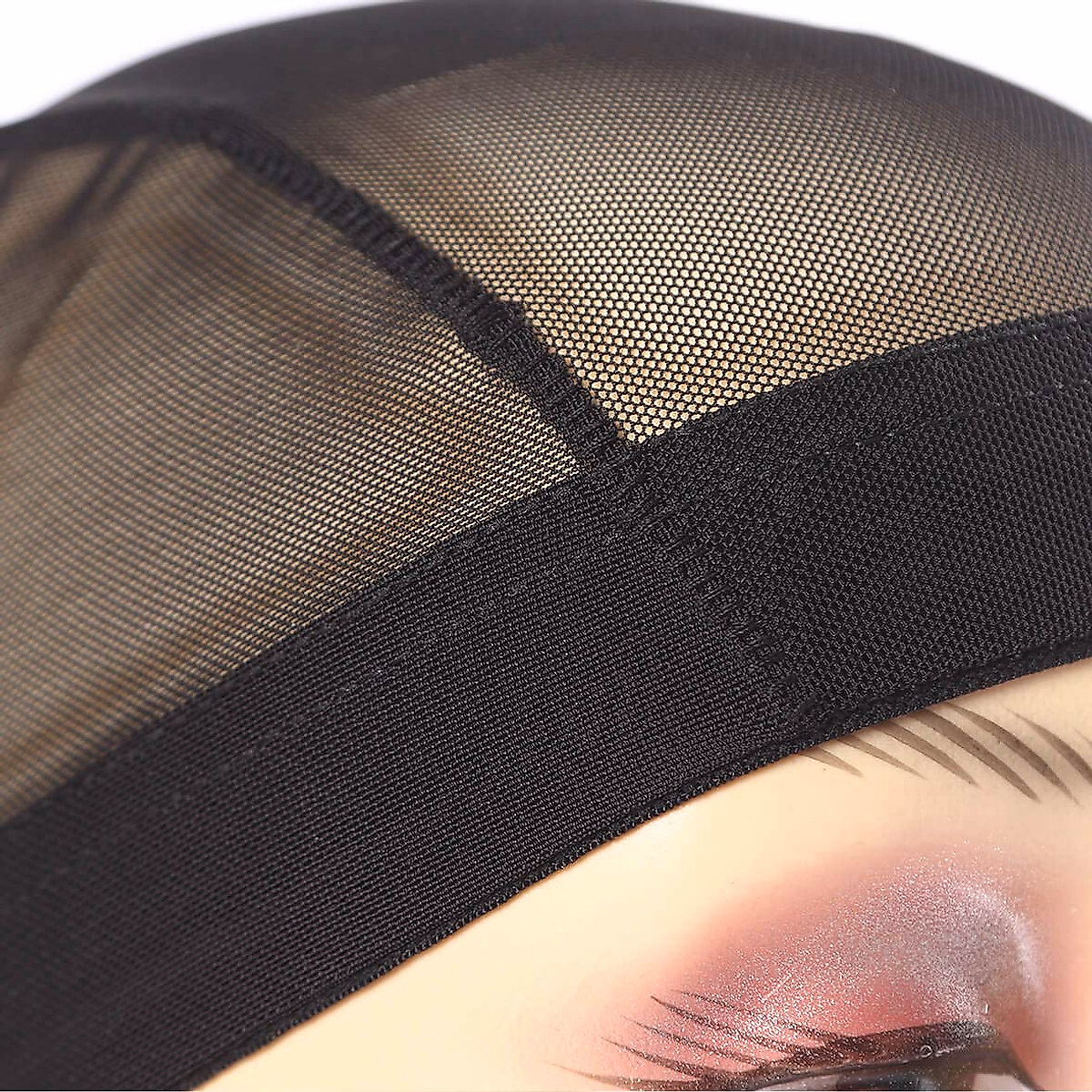 Leeven 5 Pcs/lot Stretchable Nylon Net Mesh Dome Caps for Making Wigs Black Breathable Wig Cap for Women Medium Size 22"-23.5"