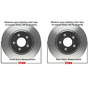 Detroit Axle - 4WD Brake Kit for 99-04 F-250 F-350 Super Duty 00-05 Ford Excursion Drilled Slotted Brake Rotors Ceramic Brakes Pads Front Rear Replacement : 13.03" Front and 12.83" Rear Rotors, 8-Lug