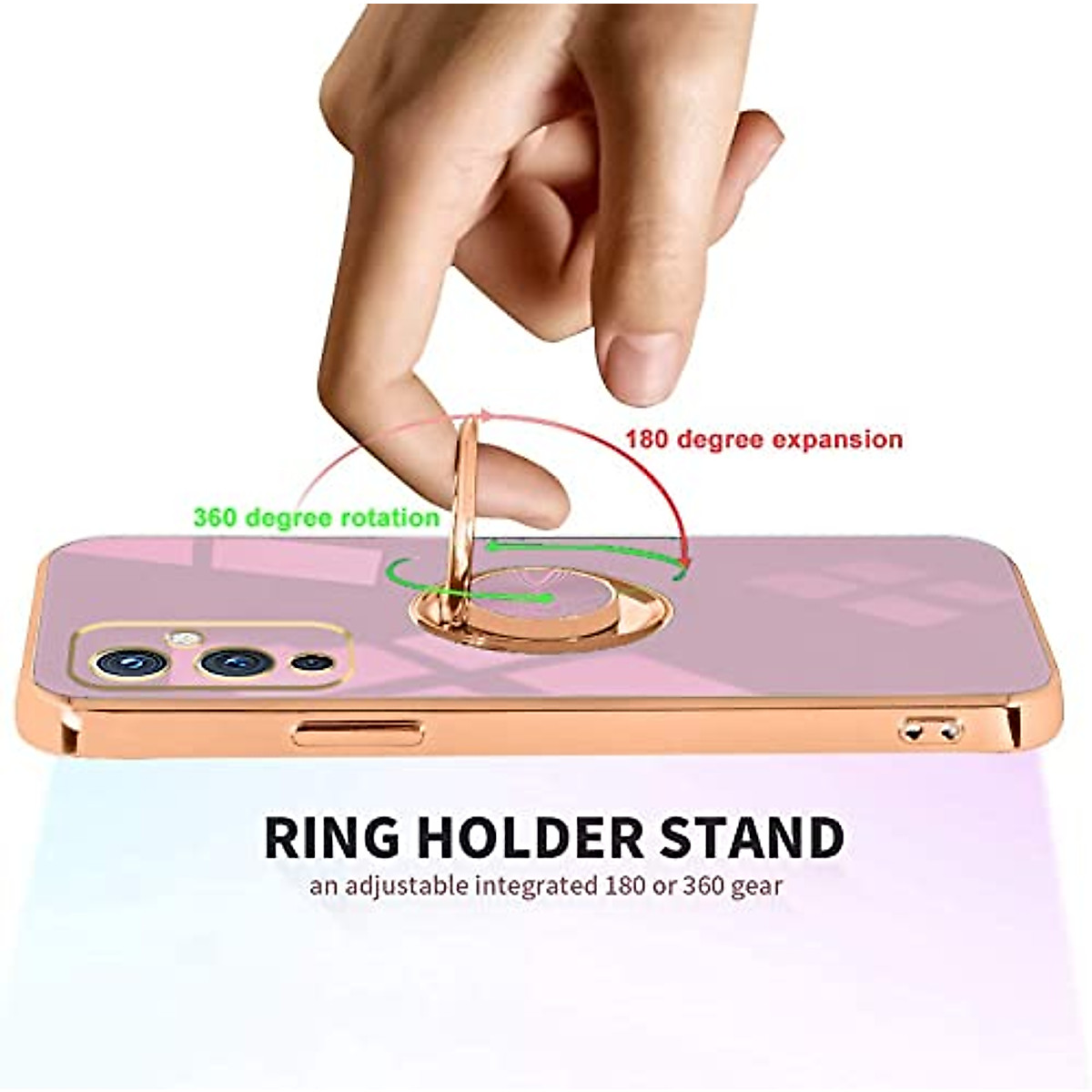 Jancyu Compatible with Oneplus 9Case（Not for Oneplus 9 Pro）, Phone Case for Oneplus 9 with Ring Holder, 360 Degrees Protective Silicone Magnetic Car Holder (Purple)