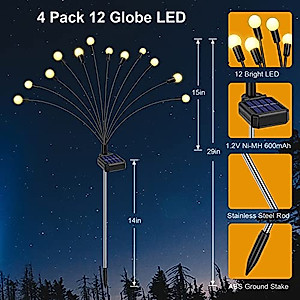 4 Pack Upgraded Firefly Swaying Outdoor Solar Lights for Yard Patio Pathway Decoration, Warm White