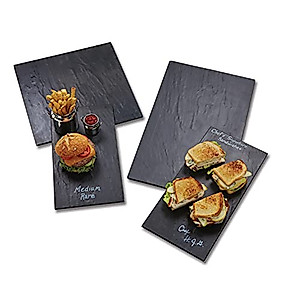 American Metalcraft FSLT08 Rectangle Melamine Platter, Faux Slate, Black