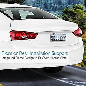 Pyle License Plate Rear View Camera - Built-in Distance Scale Lines Backup Parking/Reverse Assist Marine Grade Waterproof IP-67 Adjustable Slim Bar Cam Night Vision w/ 420 TVL Resolution PLCM28MS