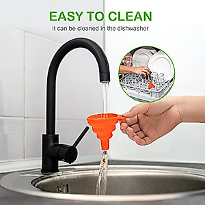 Kitchen Funnel, Techops Set of 2 Funnels for Filling Bottles, Food Grade Silicone Collapsible Funnel, Foldable Kitchen Funnels for Water Bottle Liquid Powder Transfer