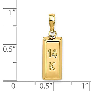 IceCarats 14K Yellow Gold Bar Necklace Charm Pendant Only