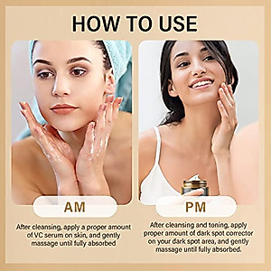 Dark Spot Remover for Face, AM/PM Dark Spot Corrector with Vitamin C Brightening Serum, Hyperpigmentation Treatment, Freckle, Sun Spots and Age Spots Removal for Face and Body