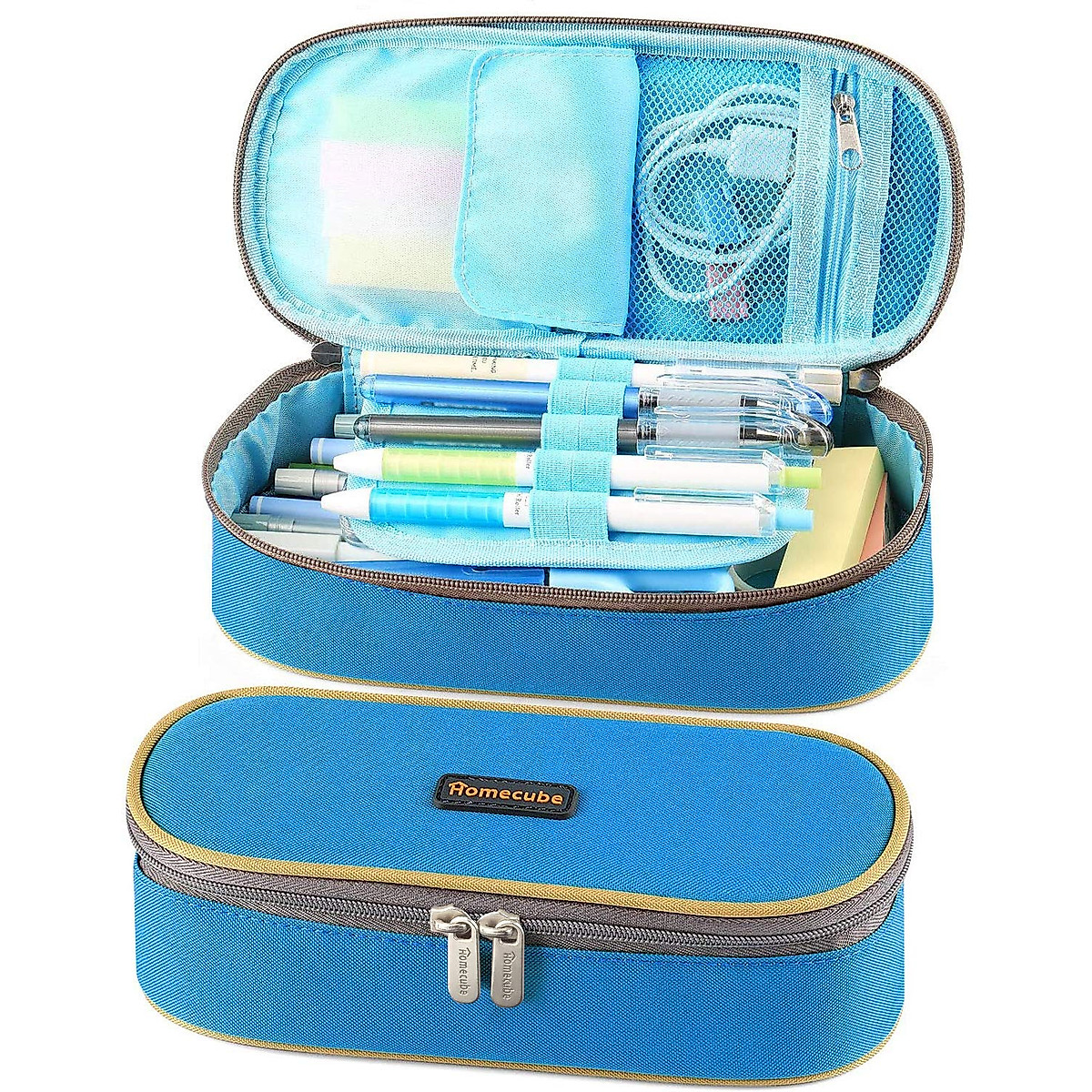 Homecube Pencil Case Big Capacity Pencil Bag Makeup Pen Pouch Durable Students Stationery With Double Zipper Pen Holder for School/Office, Blue