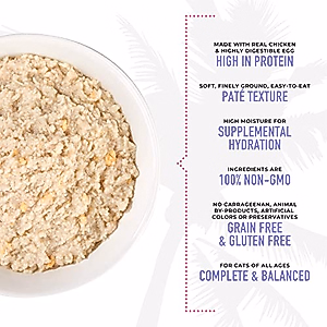 Tiki Cat Luau Pâté, Chicken and Egg Recipe in Chicken Broth, Grain-Free Balanced Nutrition Wet Canned Cat Food, for All Life Stages, 2.8 oz. Cans (Case of 12)