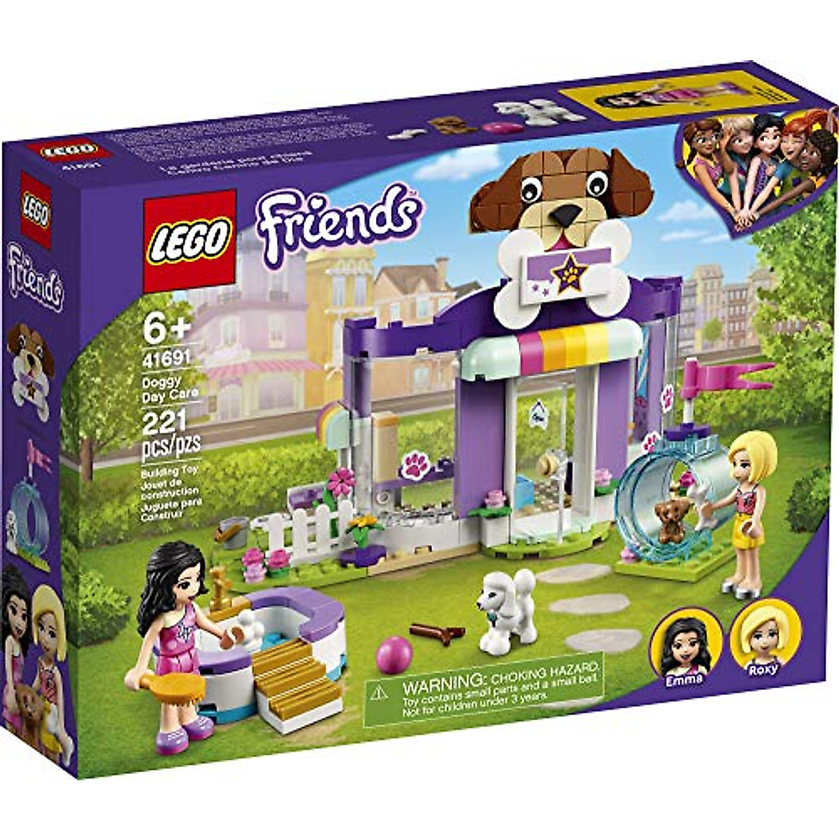 LEGO Friends Doggy Day Care 41691 Building Kit; Birthday Gift for Kids, Comes with 2 Mini-Dolls and 2 Toy Dog Figures, New 2021 (221 Pieces)