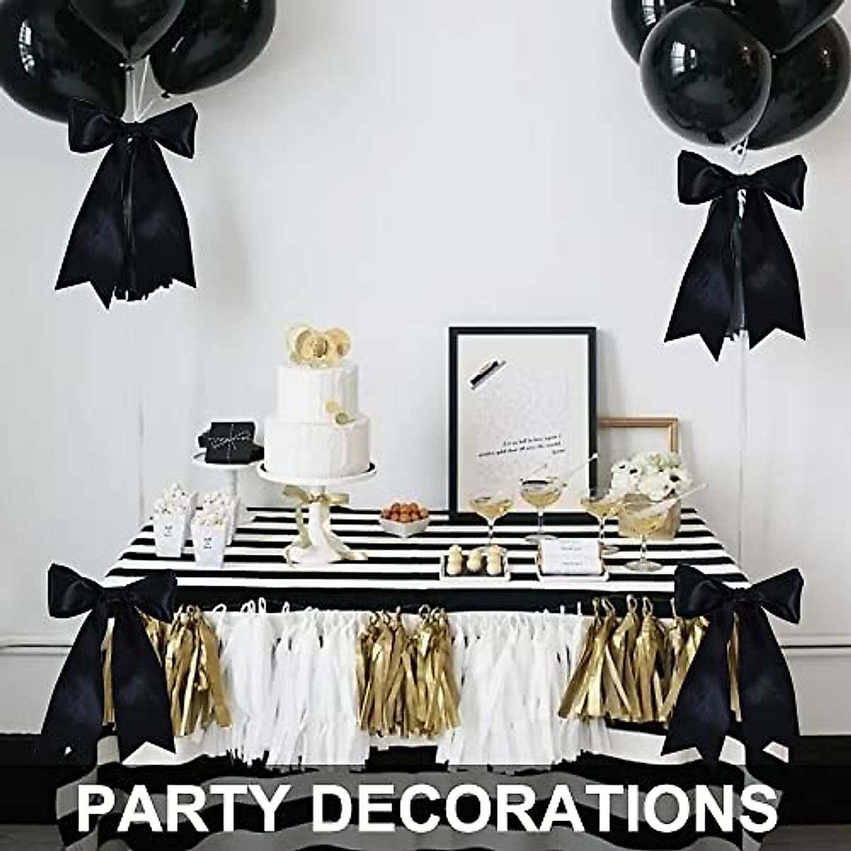 TONIFUL Black Satin Ribbon 3 Inch X 25yds Solid Silk Ribbons for Gift Wrapping, Craft, Floral Bouquets, Valentine's Day Christmas Gift Wrapping, Party Wedding Decoration