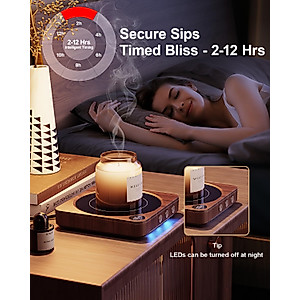 House Gem Mug Warmer - 36W Coffee Mug Warmer for Desk with Temperature Display, 2-12Hrs Auto Shut Off, Smart Candle Warmer - Ideal Coffee Gifts Accessories Keep Beverages Coffee Warmer (Wood)