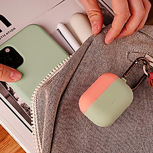 elago Duo AirPods Pro Case with Keychain Designed for Apple AirPods Pro Case Cover, 2 Caps + 1 Body (Front LED Visible) [ Classic White, Peach + Pastel Green ]