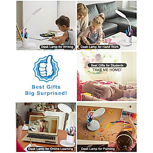 Sailstar Small Desk Lamp, LED Desk Lamps for Home Office, Eye-Caring Study Desk Light for Kids, Touch, 3 Lighting Modes, Adjust Brightness, 800LM, 360°Gooseneck Desk Lamp for College Dorm Room, White