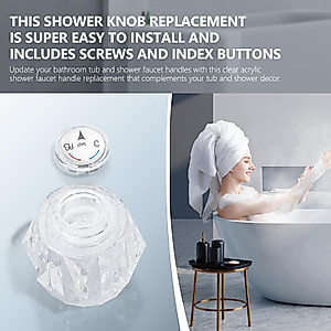 Shower Faucet Knob, Shower Handle Replacement for Delta RP41661, Compatible with Delta and Peerless Single Handle Tub Faucets, Clear Acrylic Shower Knob with Button, Screw and Connector