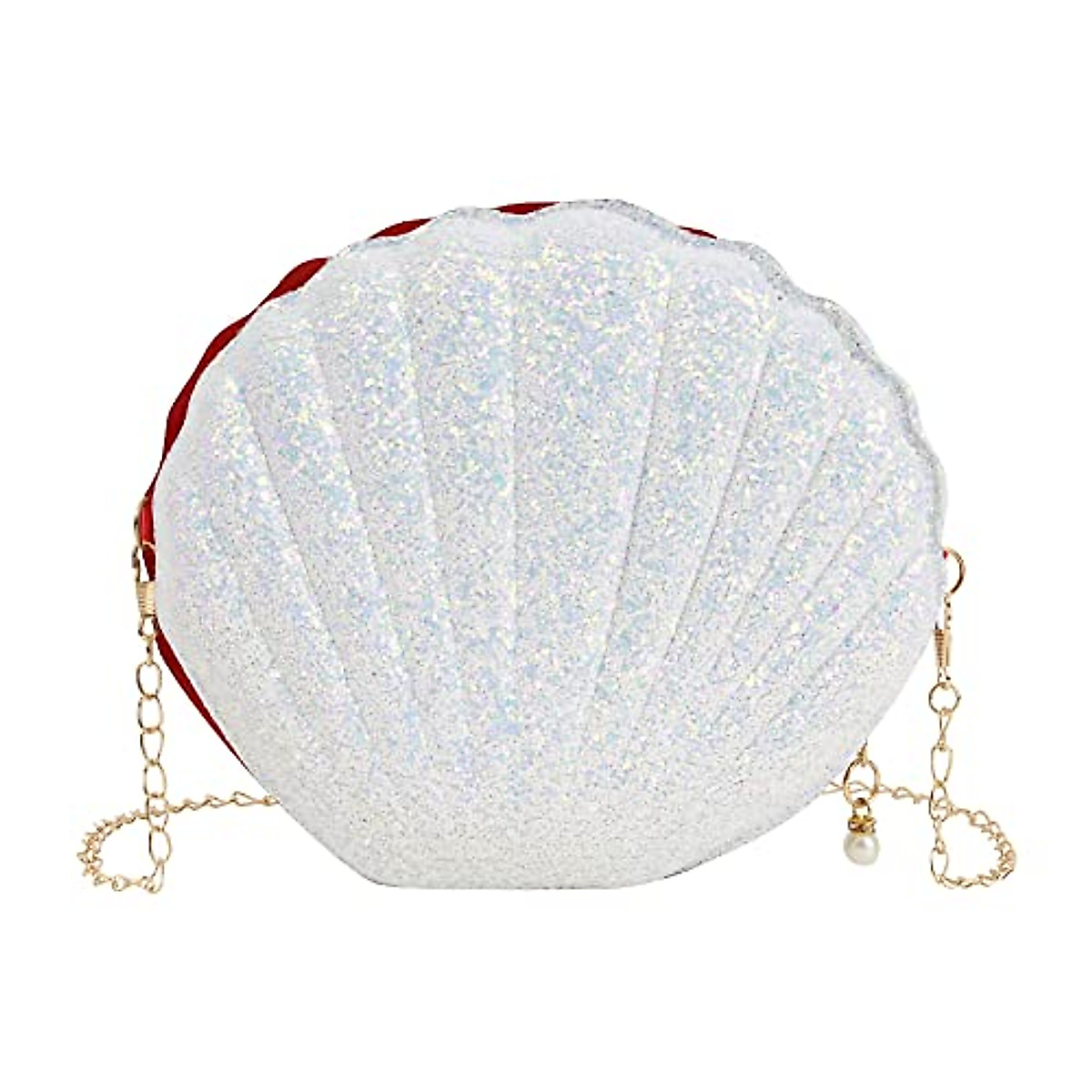 Felice Ann Women Mini Glitter Sequins Seashell Cross-body Bag Chain Strap Shoulder Bag Evening Clutch Handbag