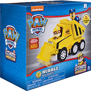 Paw Patrol Rubble's Ultimate Rescue Bulldozer with Moving Scoop and Lift-up Dump Bed, Ages 3 and Up
